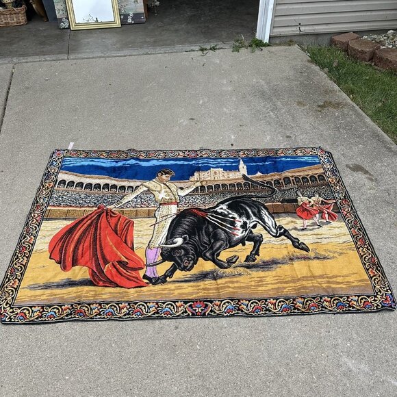 Accents | Vintage Matador Bull Fighting Tapestry Wall Art Spanish Toros ...